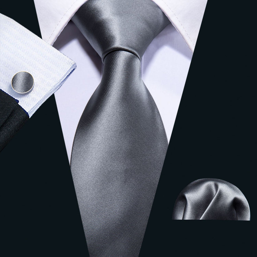 Solid Gray Silk Tie Set – The Better Knot